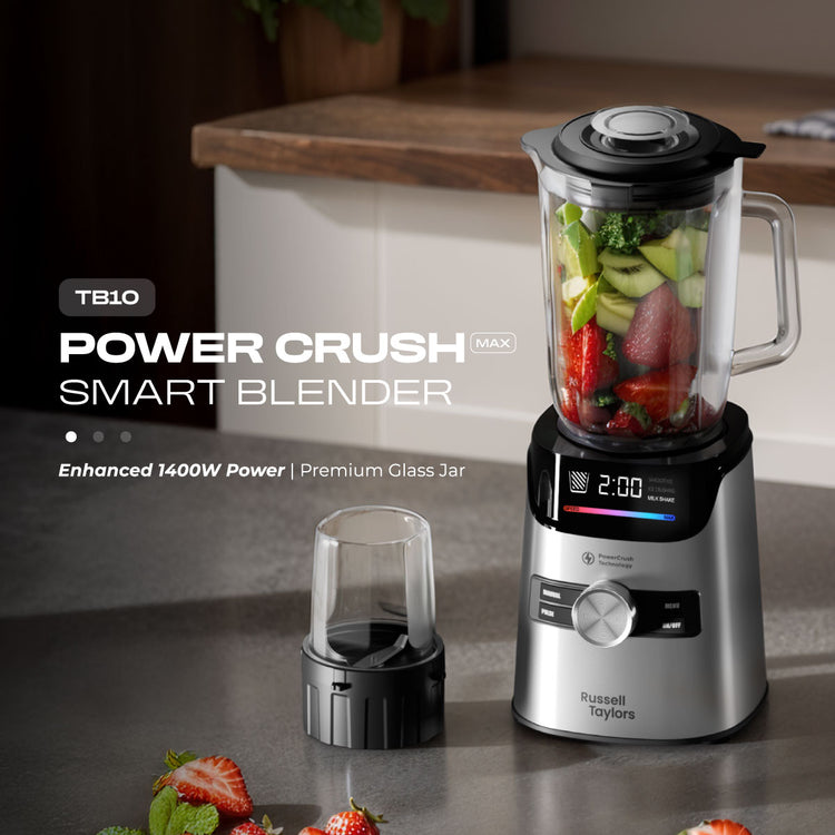 Russell Taylors PowerCrush Blender 1.7L Glass Jug with Grinder 1400W T