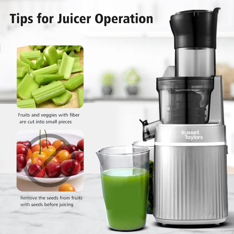 Russell Taylors Masticating Cold Press Slow Juicer with 80mm Wide Feed